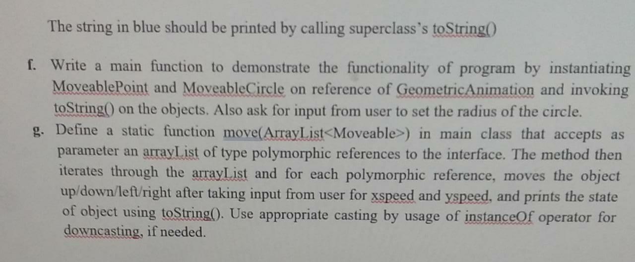 Solved Question 1: a. Define an interface named Moveable | Chegg.com