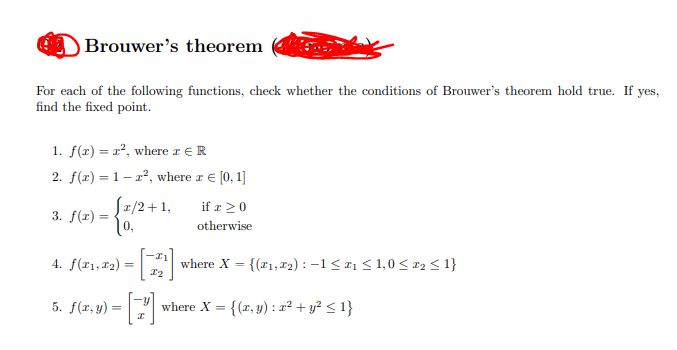 Solved Brouwer's theorem For each of the following | Chegg.com