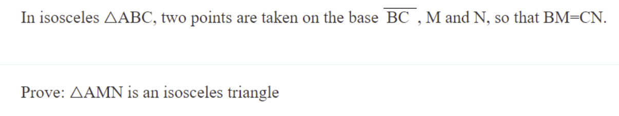 Solved In isosceles ABC, two points are taken on the base | Chegg.com