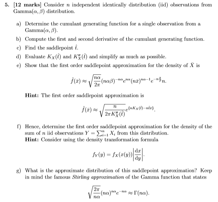 5. (12 marks] Consider n independent identically | Chegg.com