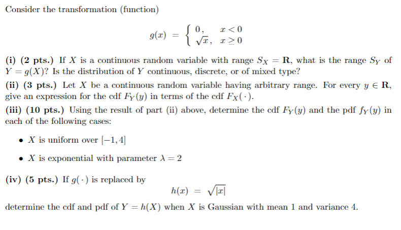 Consider the transformation (function) 9() {°,728 0, | Chegg.com