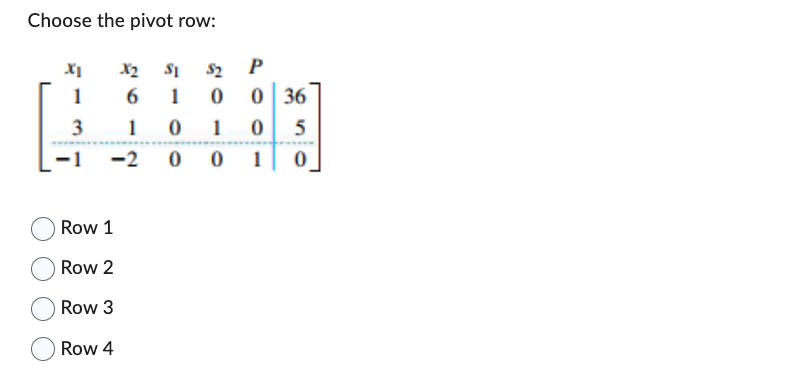 Solved Choose the pivot row: | Chegg.com
