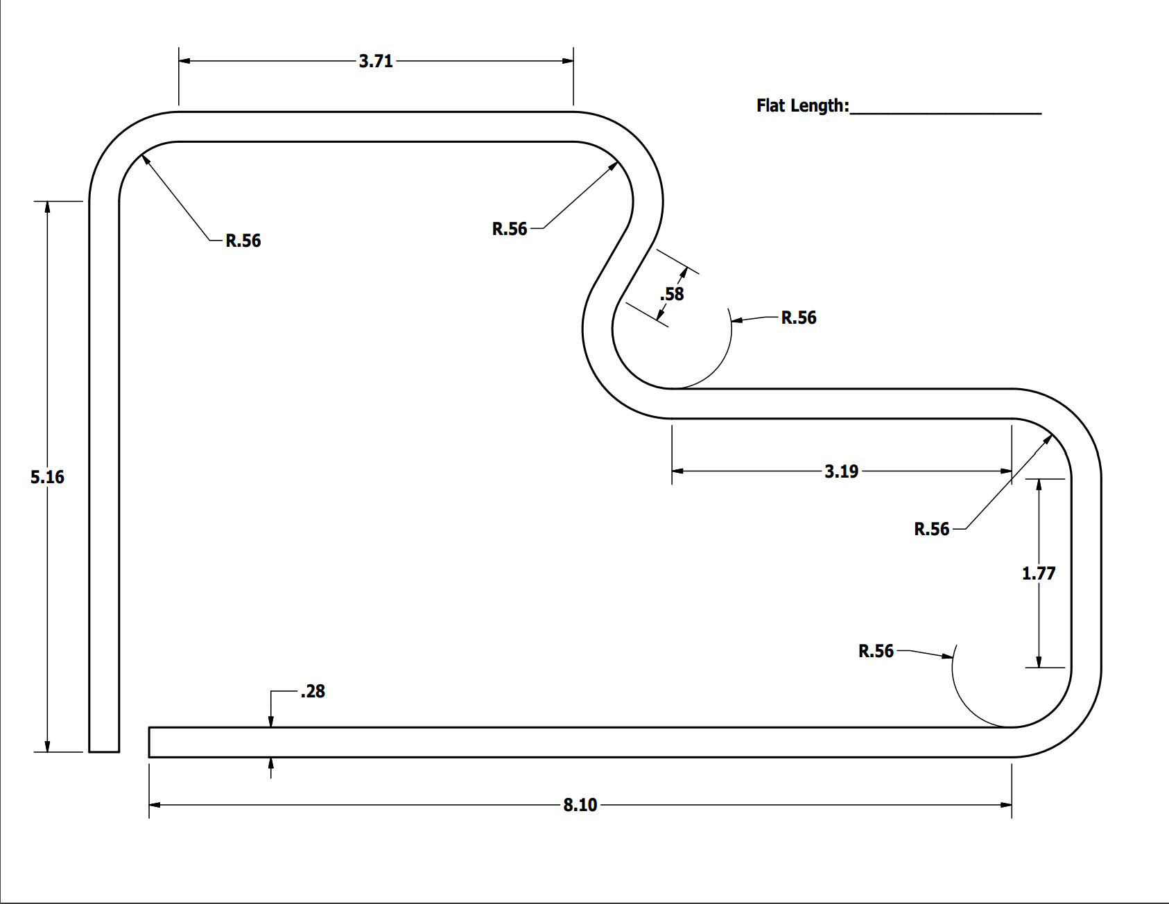 Solved Calculate the flat length of the part on the image | Chegg.com