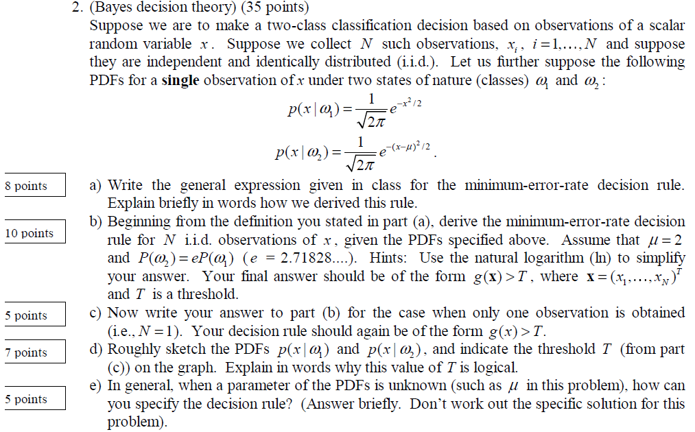 Solved Bayes Decision Theory 