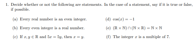 Solved 1. Decide whether or not the following are | Chegg.com