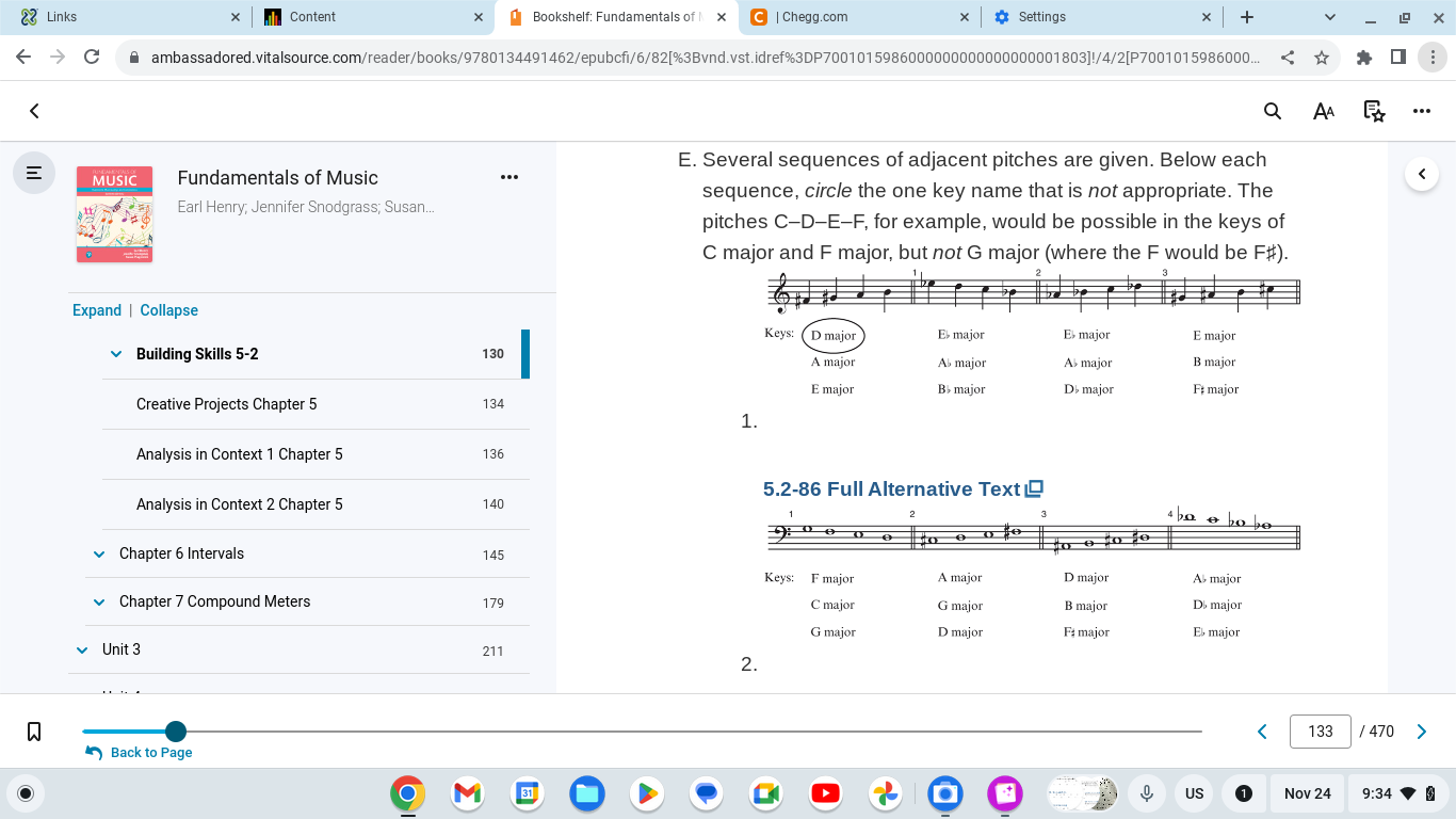E. Several sequences of adjacent pitches are given. | Chegg.com