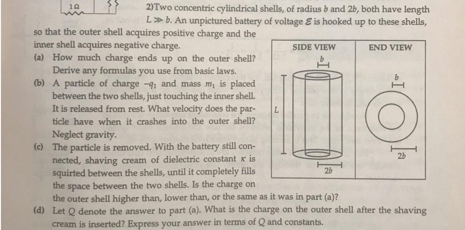 Solved 122 b - 2)Two concentric cylindrical shells, of | Chegg.com