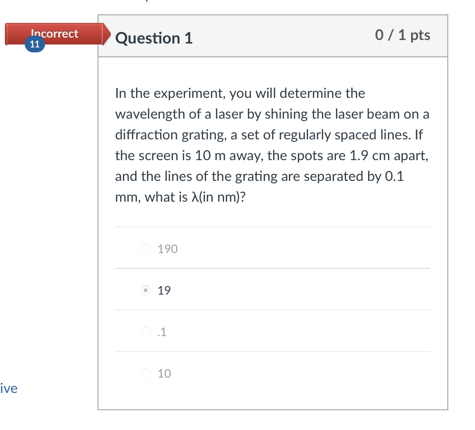 Solved In the experiment, you will determine the wavelength | Chegg.com
