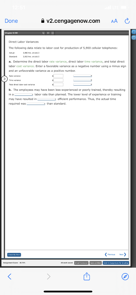 Solved Direct Labor Variances The following data relate to | Chegg.com