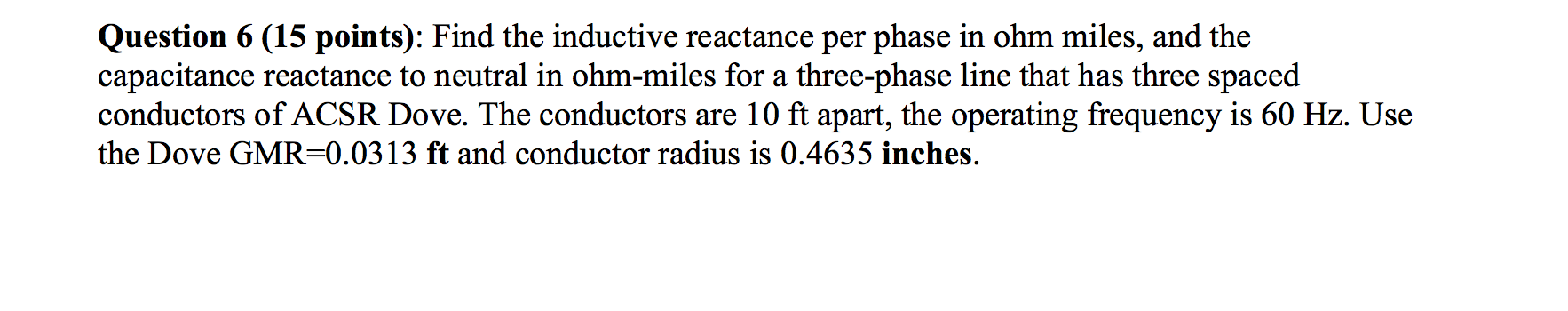 Solved Question 6 15 Points Find The Inductive Reactance