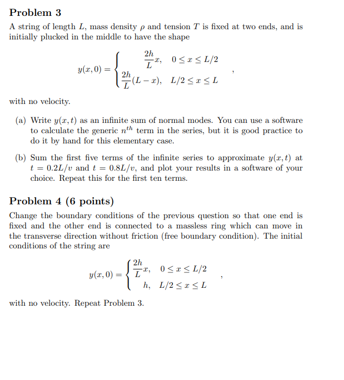 Solved Problem 3A string of ﻿length L, ﻿mass density ρand | Chegg.com