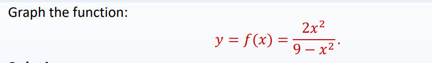 Solved Graph the function:y=f(x)=2x29-x2 | Chegg.com