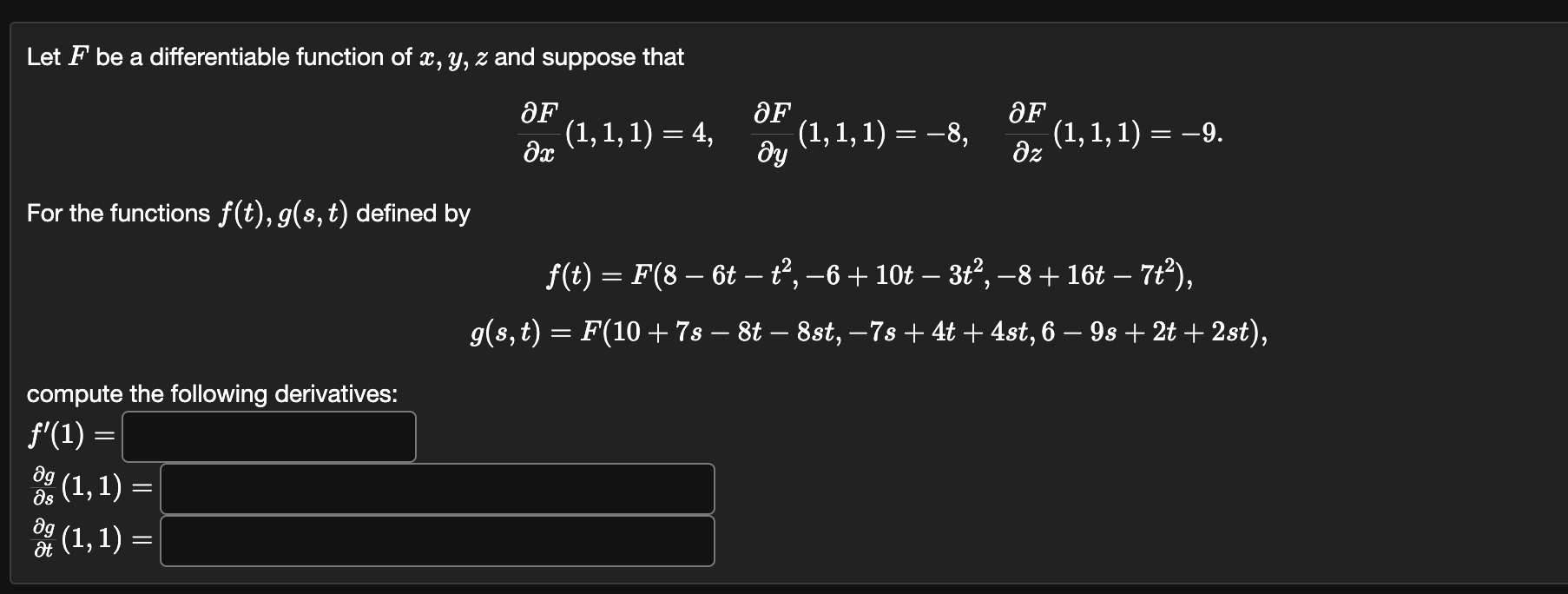 Solved Let F be a differentiable function of x,y,z and | Chegg.com