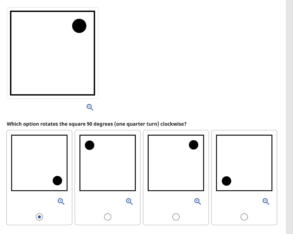 Solved Which Option Rotates The Square 90 Degrees one Chegg