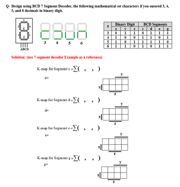 Solved Q-Design using BCD 7 Segment Decoder, the following | Chegg.com