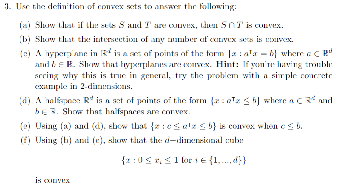 Solved 3. Use the definition of convex sets to answer the | Chegg.com