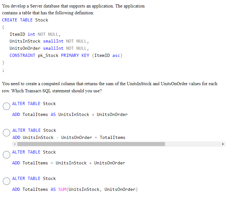 Solved You develop a Server database that supports an | Chegg.com