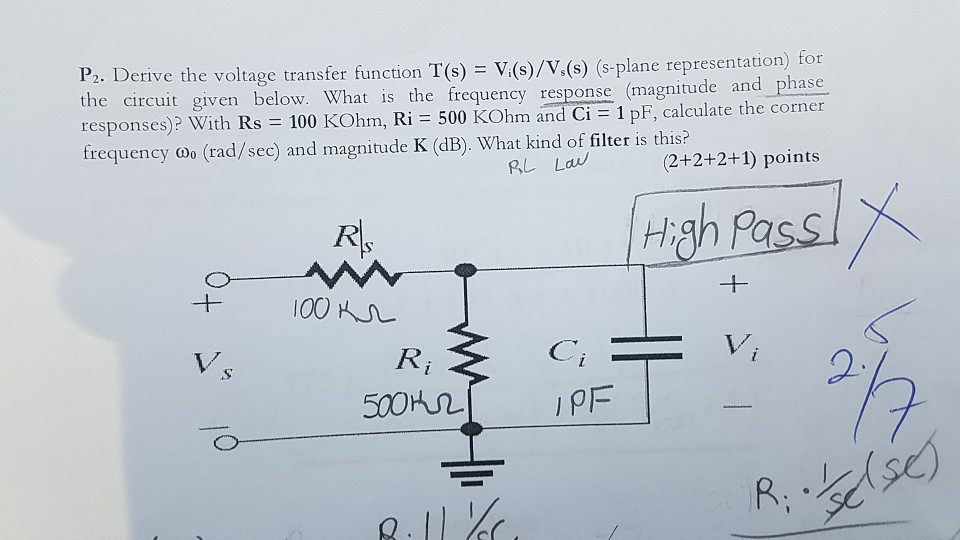 Solved 2. Derive the voltage transfer function T(s) | Chegg.com