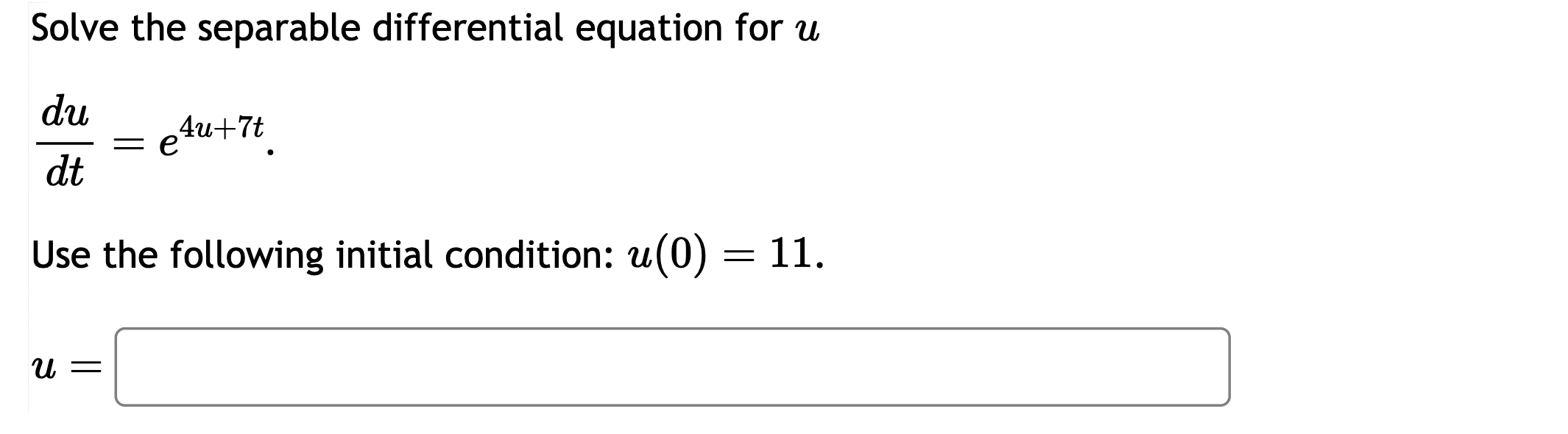 Solved Solve the separable differential equation for u | Chegg.com