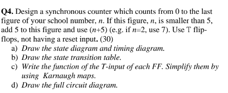 Solved Q4. Design a synchronous counter which counts from 0 | Chegg.com
