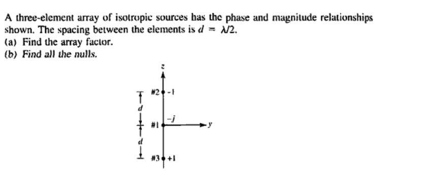 Solved A Three Element Array Of Isotropic Sources Bas Thc 