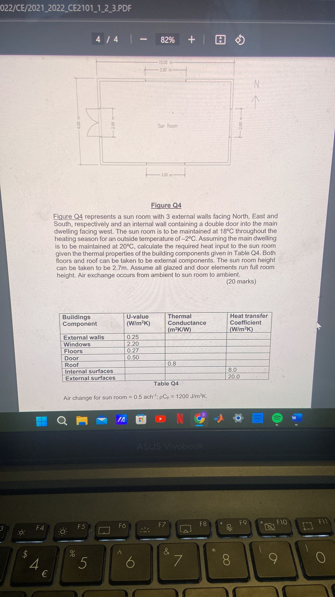 Solved Figure Q4 Figure Q4 represents a sun room with 3 | Chegg.com