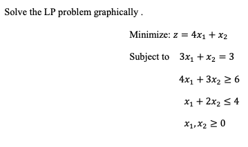 Solved Solve the LP problem graphically. Minimize: z = 4x1 + | Chegg.com