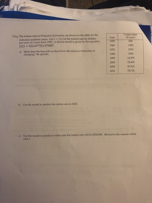 Solved Tuition Rate 12ha The tuition rates at Princeton | Chegg.com