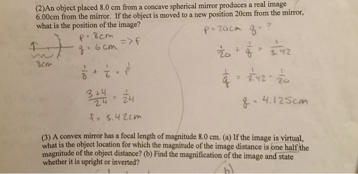 Solved 6.00em from the mirrr. If the object is moved to a | Chegg.com
