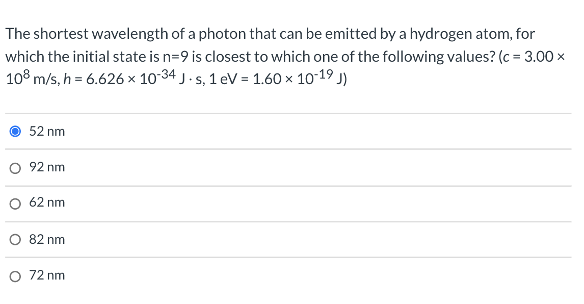 Solved The shortest wavelength of a photon that can be | Chegg.com