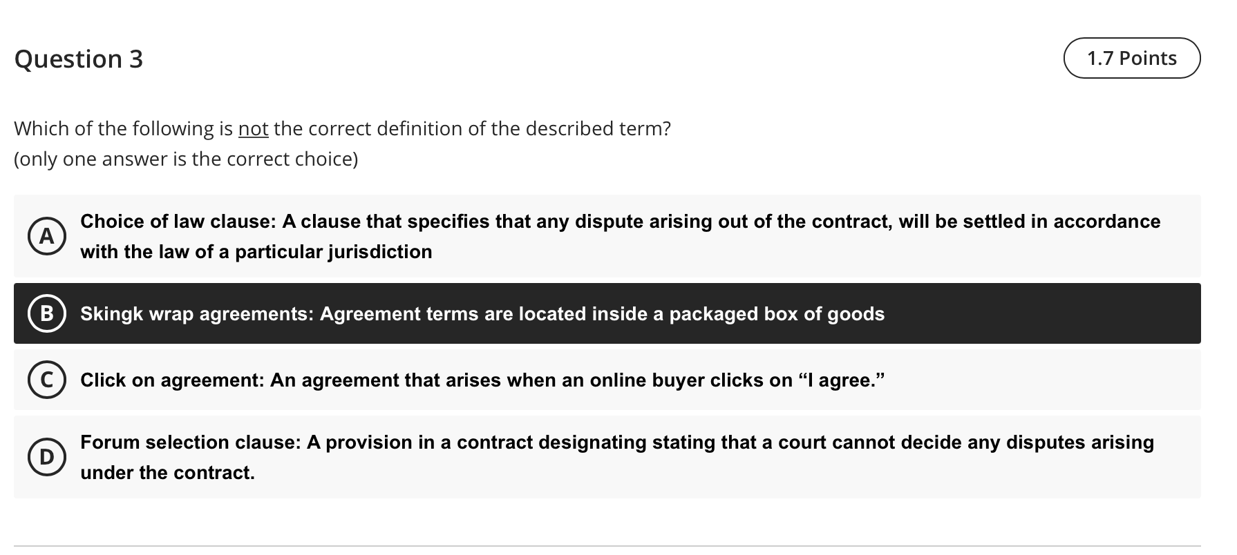 Solved Question 2 Rights that cannot be Assigned includes | Chegg.com