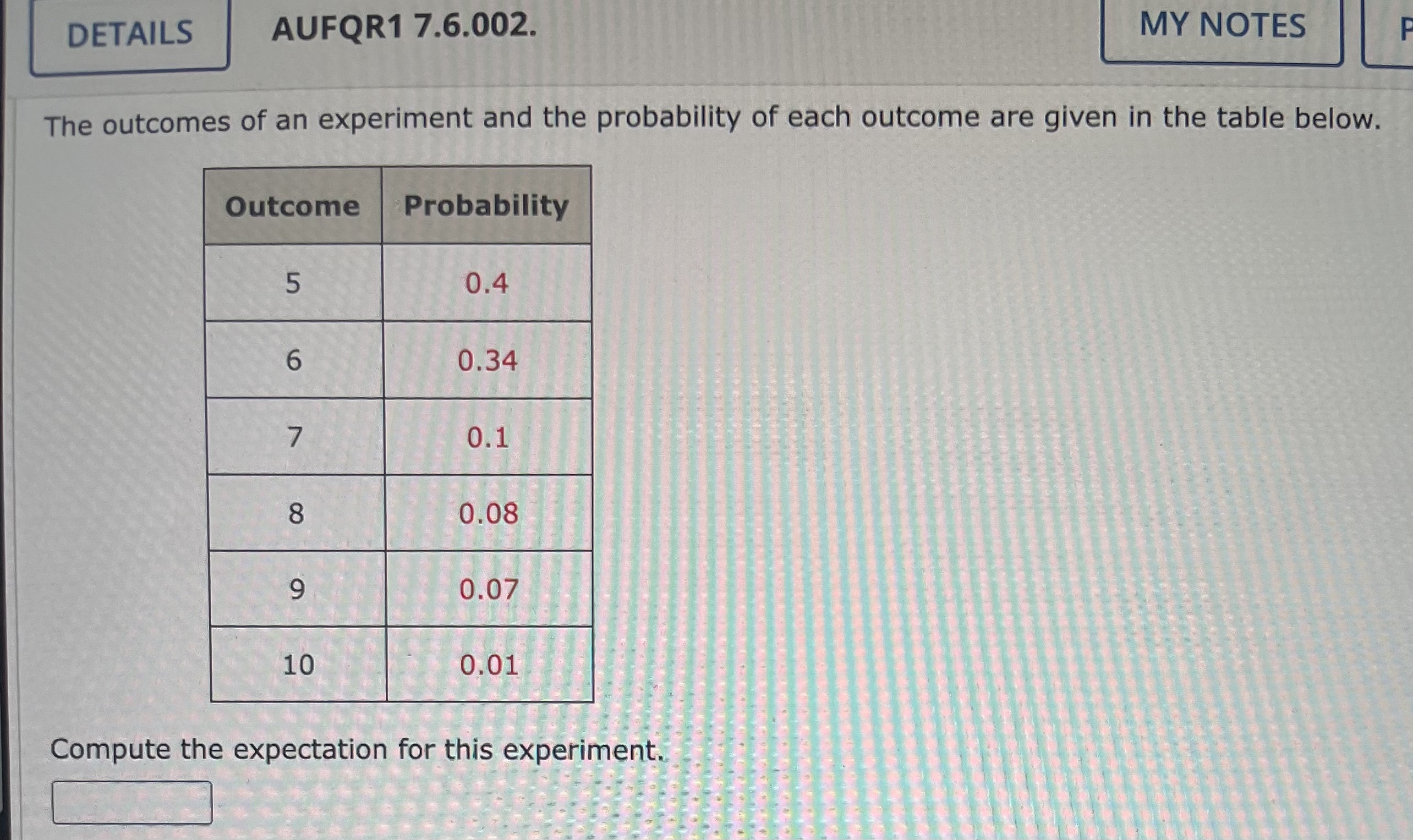 Solved The outcomes of an experiment and the probability of | Chegg.com