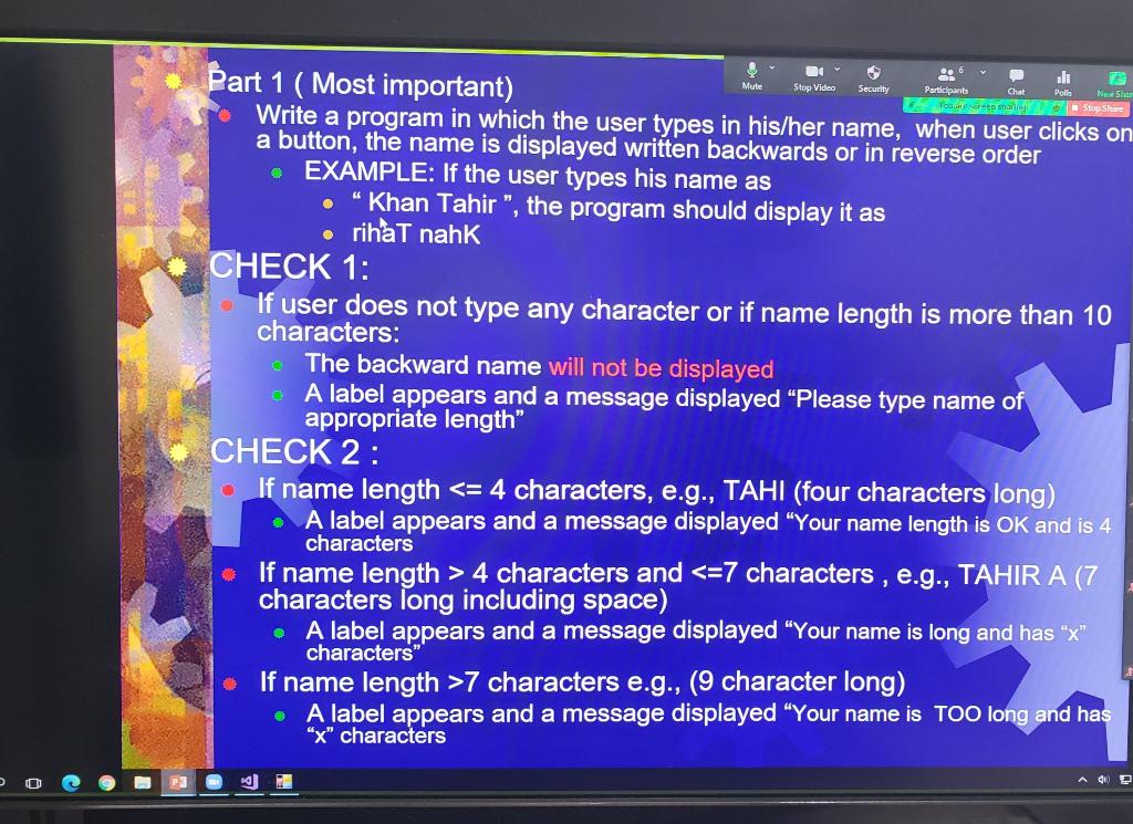 Solved Part 1 (Most important) Write a program in which the | Chegg.com