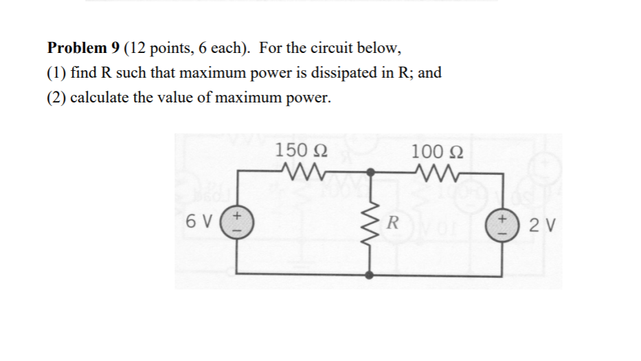 Solved Problem 9 12 Points 6 Each For The Circuit Below 