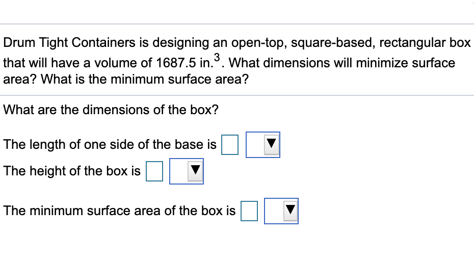 Solved Drum Tight Containers is designing an open-top, | Chegg.com