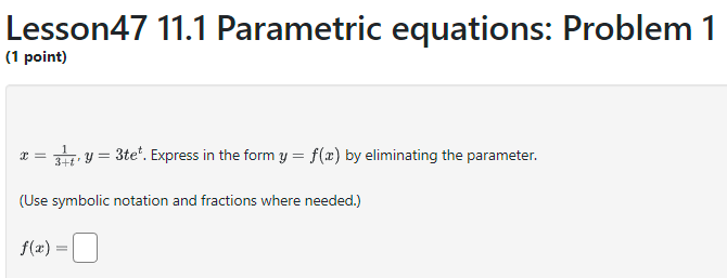Solved Lesson47 11.1 Parametric equations: Problem 1 (1 | Chegg.com