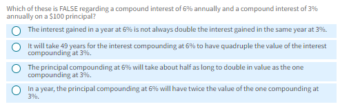 Solved Which of these is FALSE regarding a compound interest | Chegg.com