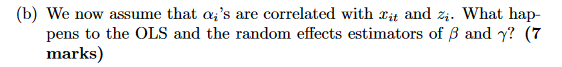 Solved Consider the following panel data model: | Chegg.com