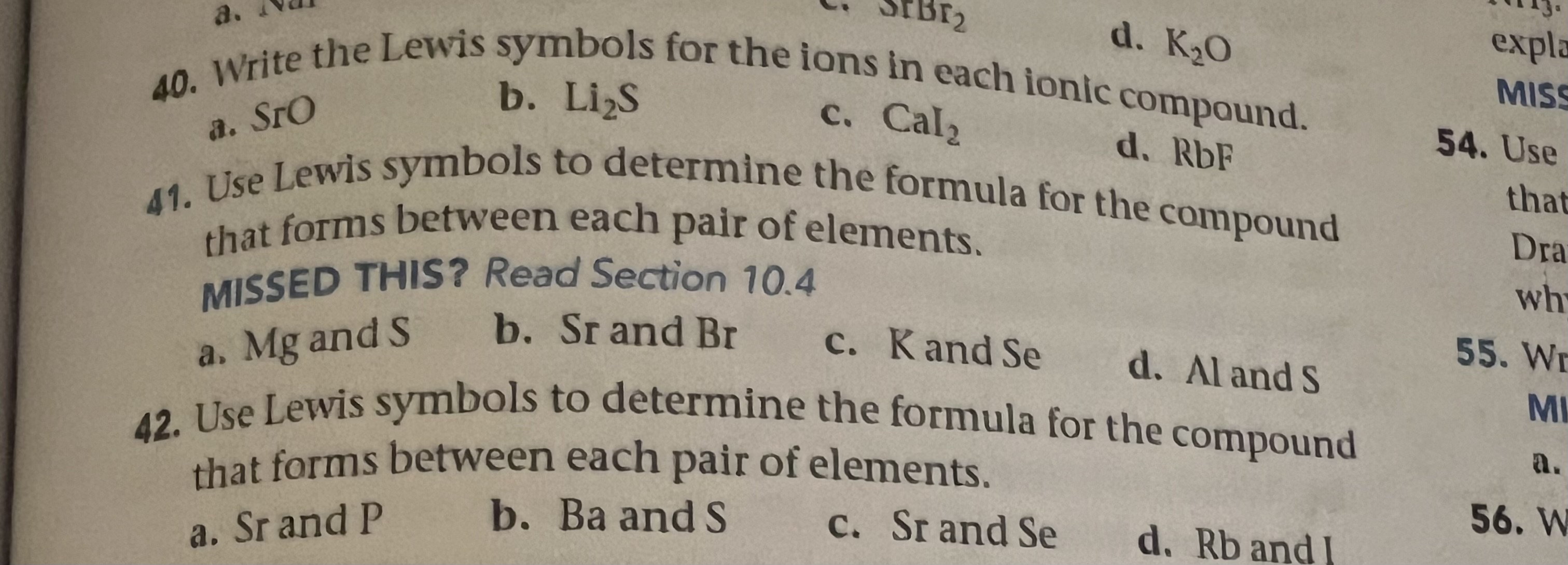 Solved 40. Write the Lewis symbols for the ions in each | Chegg.com