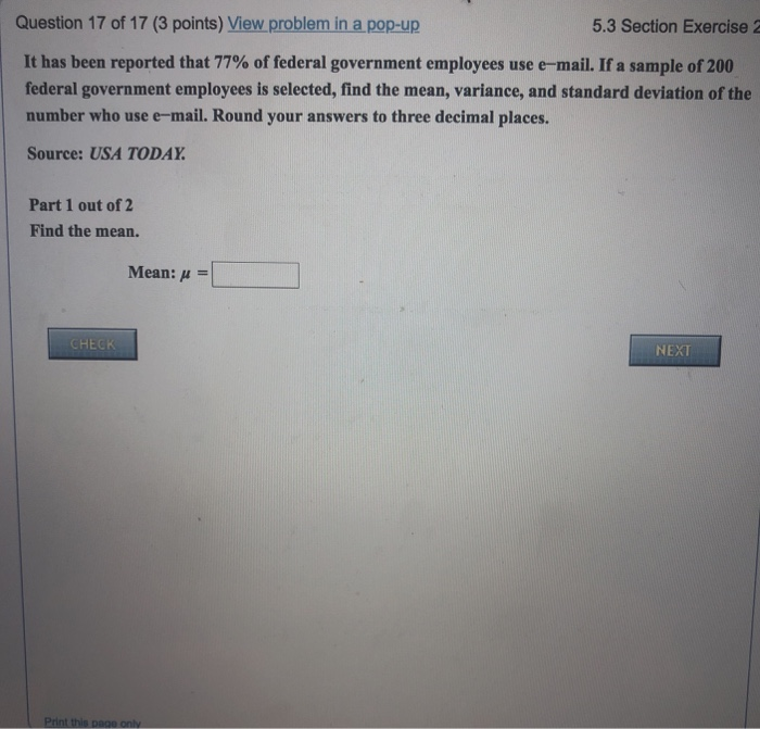 Solved Question 15 of 17 (3 points) View problem in a pop-up | Chegg.com