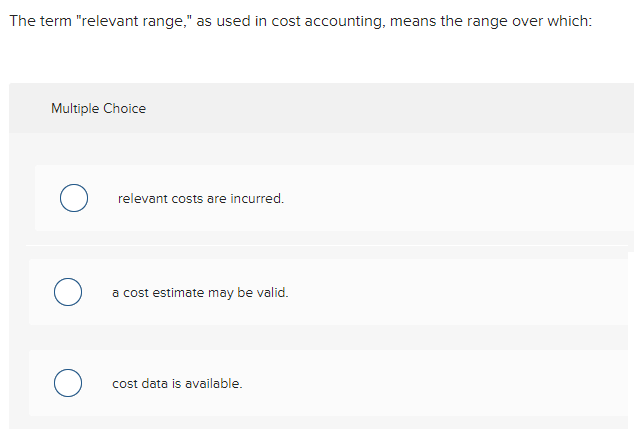 Solved The term "relevant range," as used in cost | Chegg.com