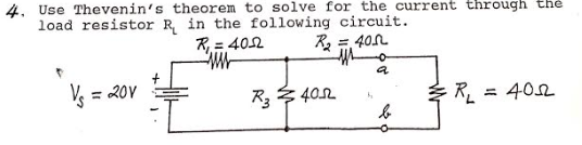 Solved 4. Use Thevenin's theorem to solve for the current | Chegg.com
