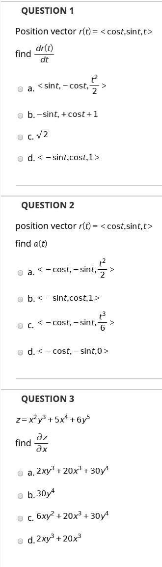 Solved QUESTION 1 Position vector r(t) = find | Chegg.com