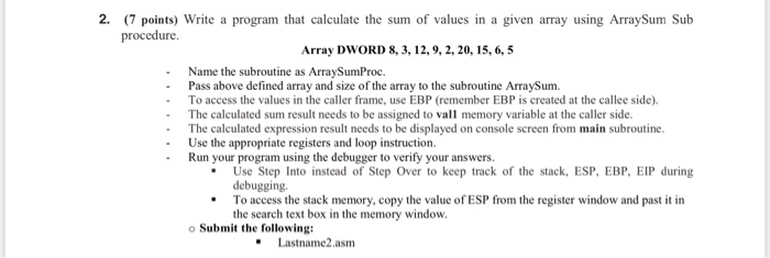 2. (7 points) Write a program that calculate the sum | Chegg.com