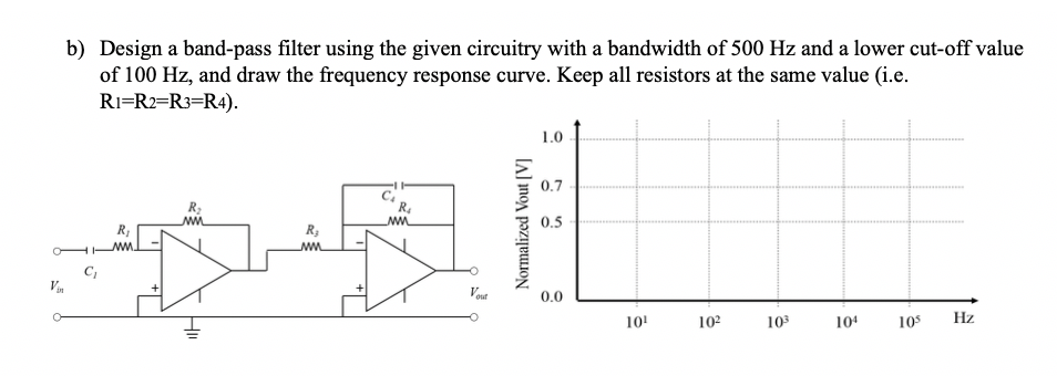 Solved Design a band-pass filter using the given circuitry | Chegg.com
