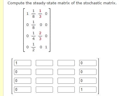 Solved Compute the steady-state matrix of the stochastic | Chegg.com