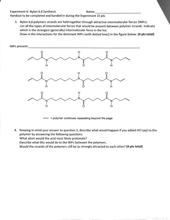 Solved Experiment 6: Nylon 6,6 Synthesis Handout to be | Chegg.com