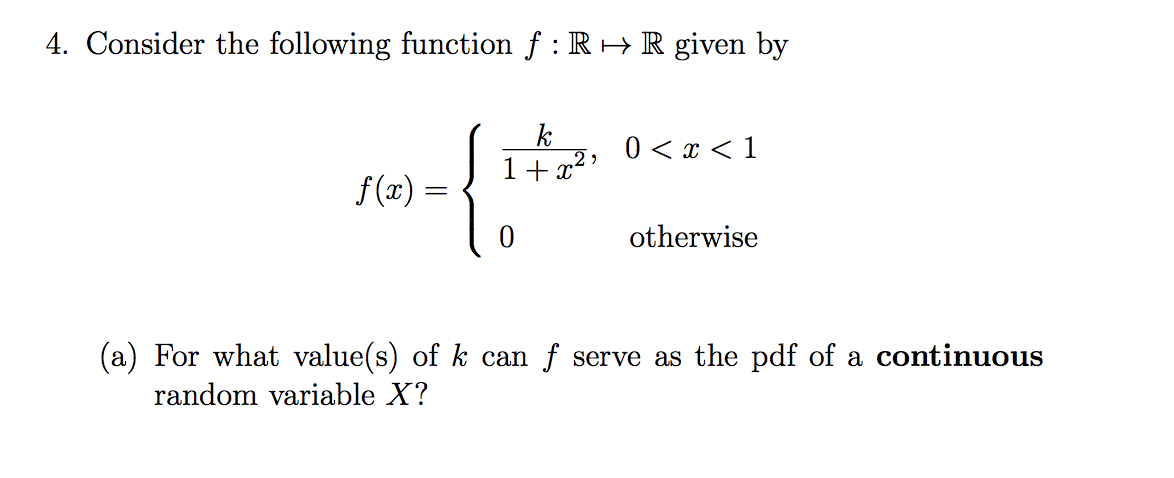 Solved 4. Consider the following function f:R HR given by 0 | Chegg.com