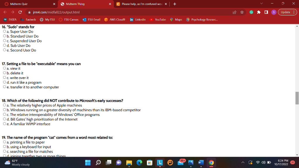 Solved Please help with linux computer science study | Chegg.com