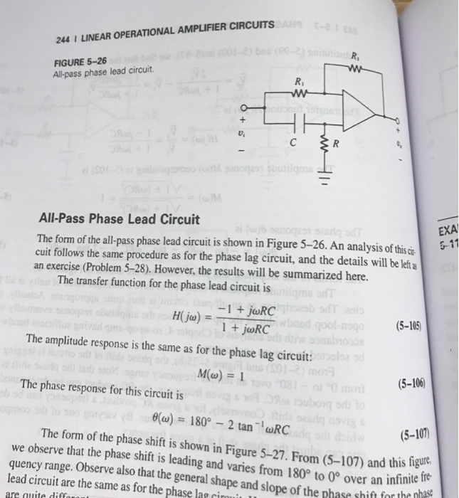 Solved The all-pass phase lead circuit in Figure 5-26 in the | Chegg.com